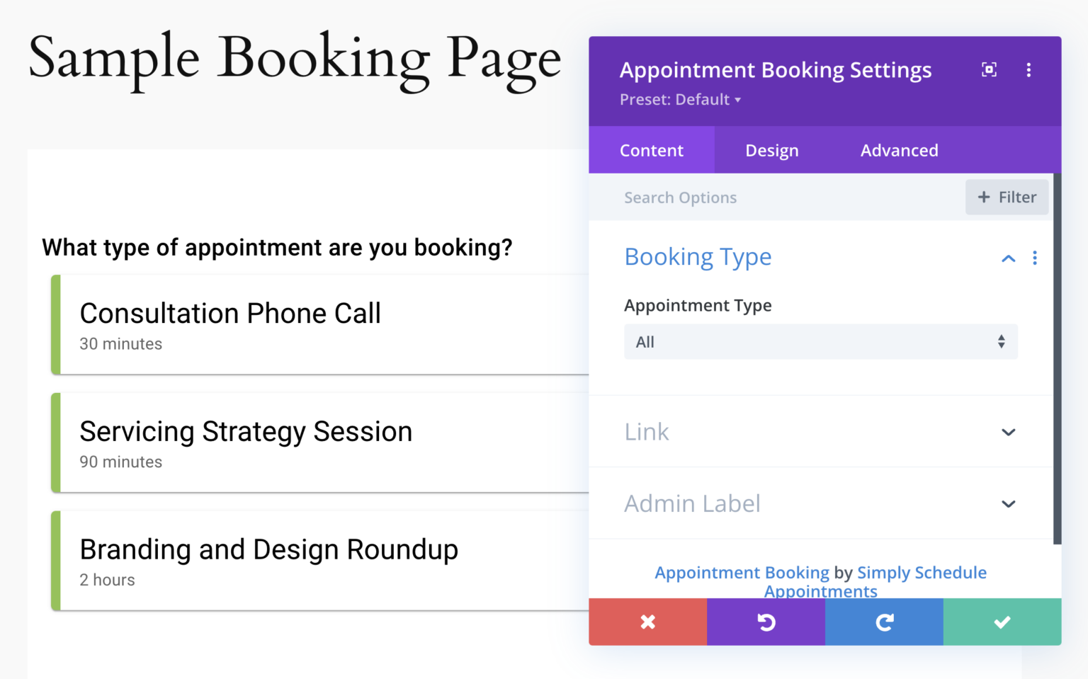 Divi Module - Simply Schedule Appointments