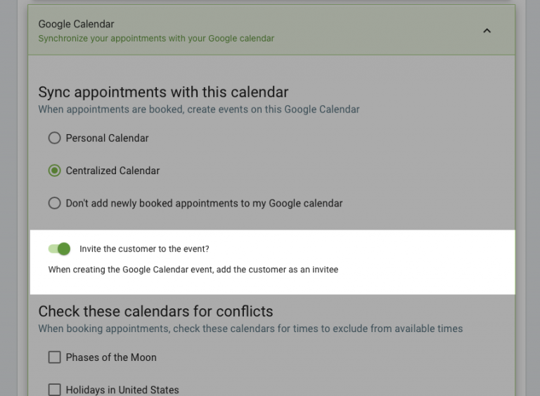 Google Invites - Simply Schedule Appointments