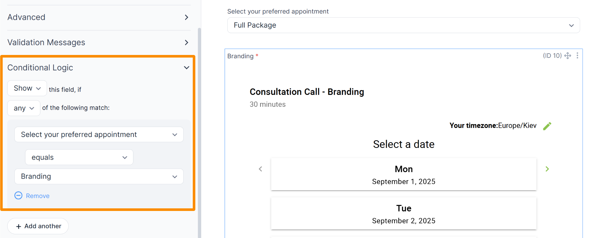Conditional Logic with Formidable Forms - Simply Schedule Appointments