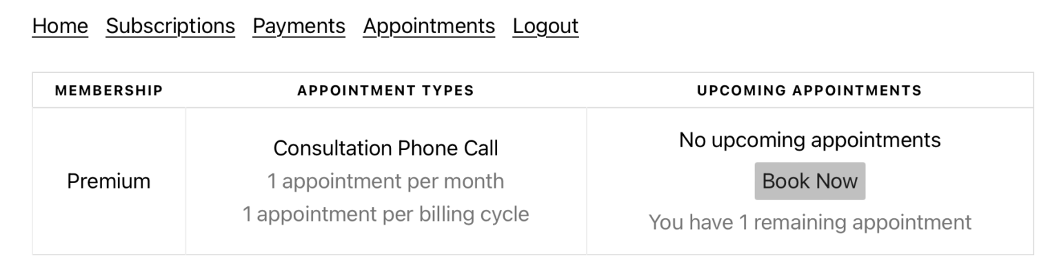 Appointments Tab for Member Dashboards - Simply Schedule Appointments