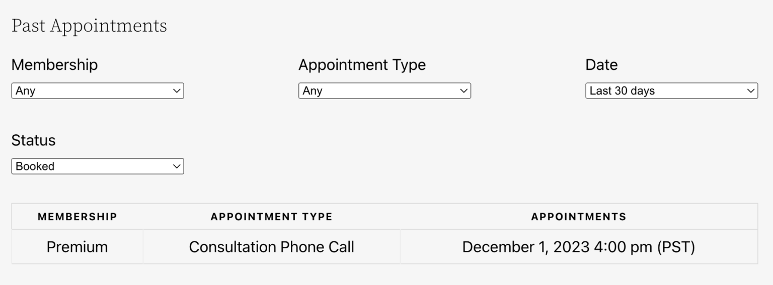 Appointments Tab for Member Dashboards - Simply Schedule Appointments