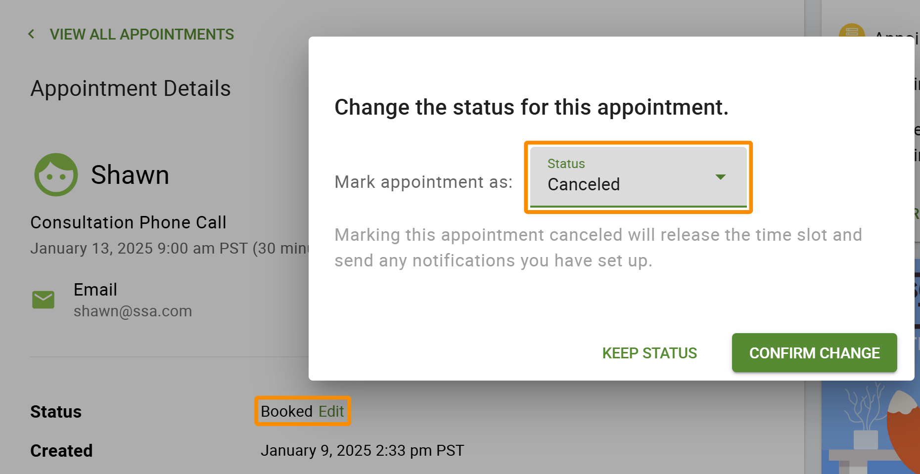 Booking Status Overview - Simply Schedule Appointments