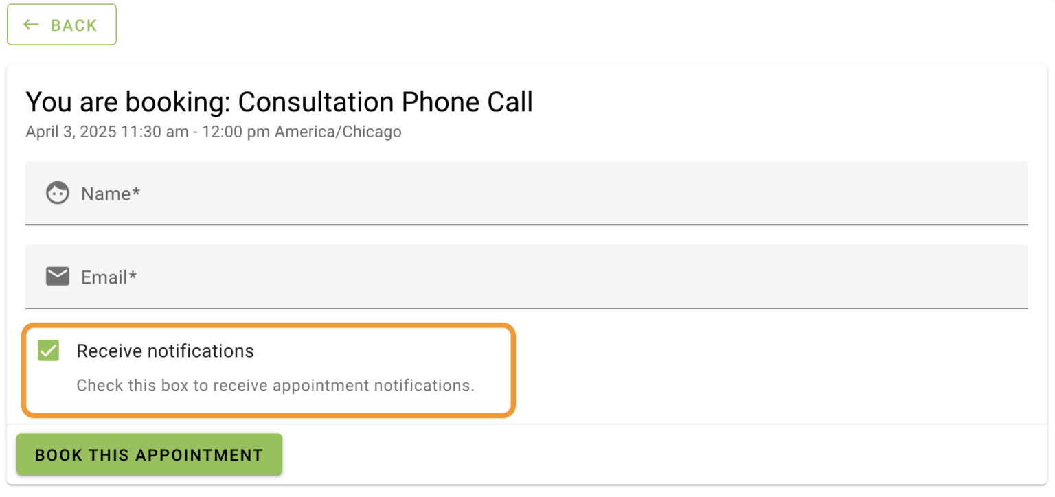 Notification Opt-In - Simply Schedule Appointments
